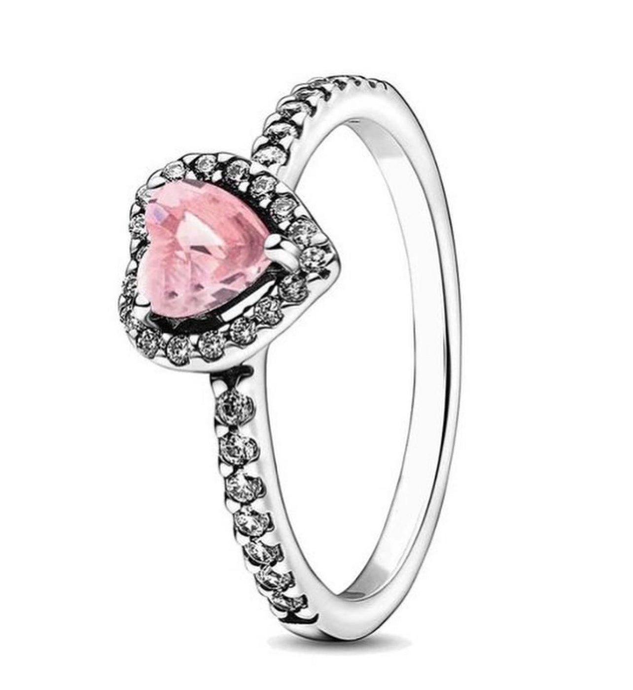 Anillo Pandora Corazón Rosa Plateado – Casa Di Prana